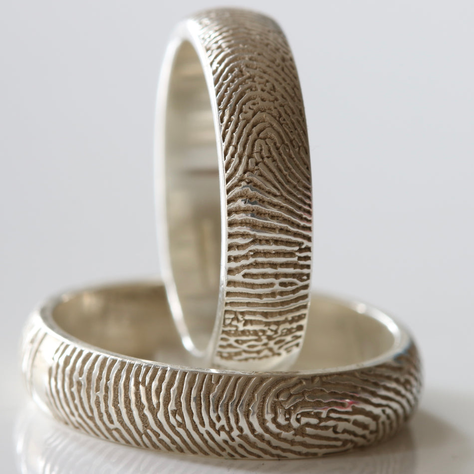 Morgan & French Silver Fingerprint Ring